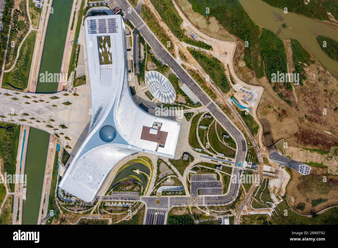 Aerial photo shows the new Henan Science and Technology Museum in ...