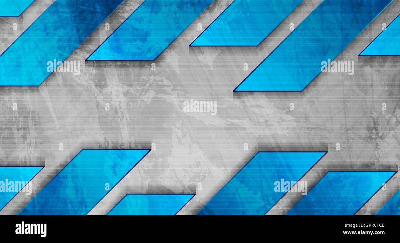 Blue and grey tech grunge abstract background. Vector design Stock ...