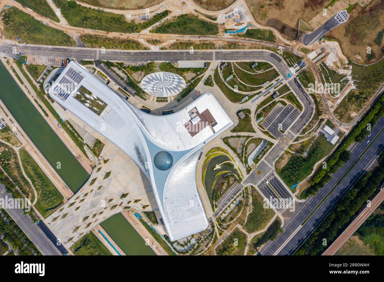Aerial photo shows the new Henan Science and Technology Museum in ...