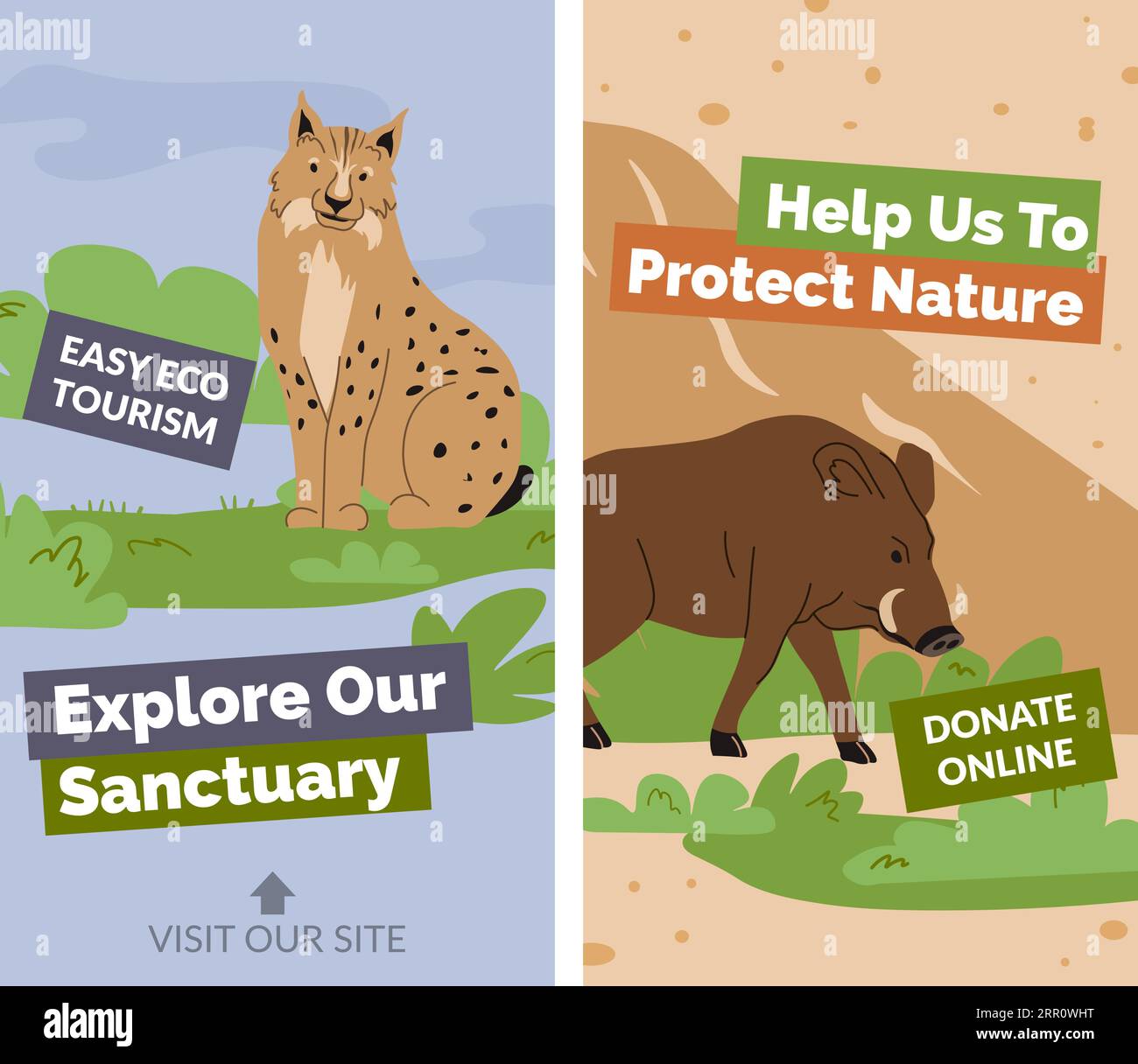 Explore our sanctuary for wild animals, banners Stock Vector Image ...