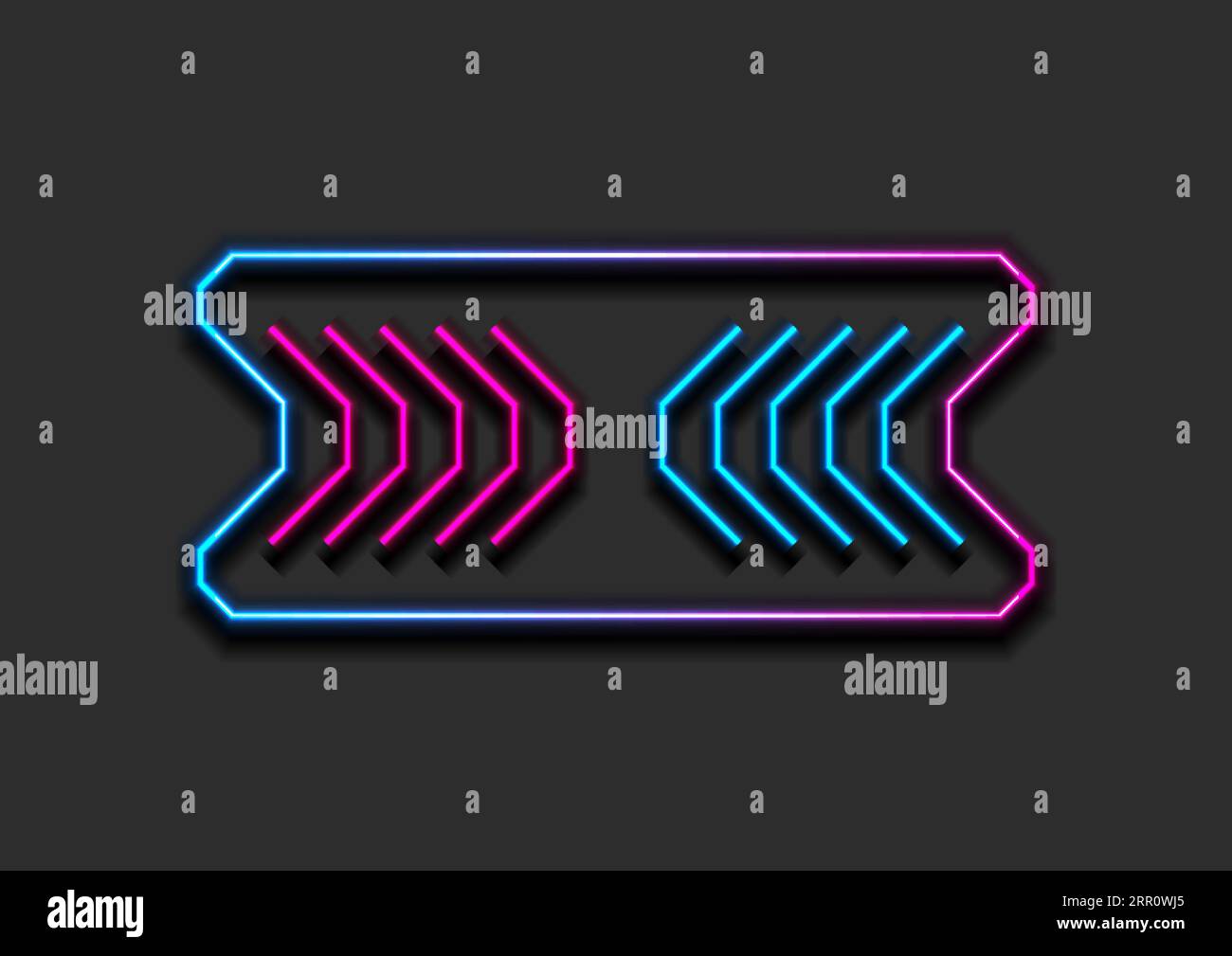 Neon frame with arrows sign tech abstract background. Vector retro ...