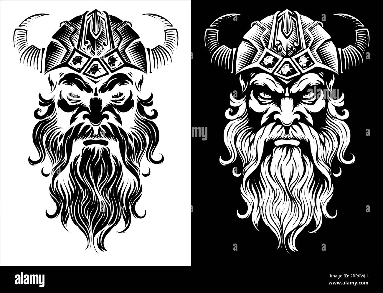 Viking Warrior Man Strong Mascot Face in Helmet Stock Vector Image ...
