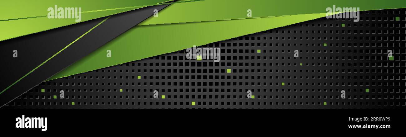 Green and black abstract corporate banner design. Vector technology ...