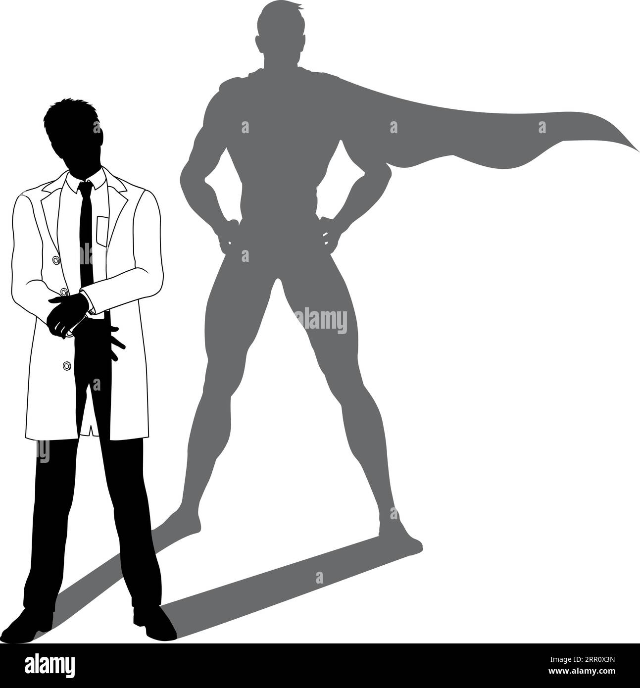 Superhero Scientist Super Hero Shadow Silhouette Stock Vector Image ...