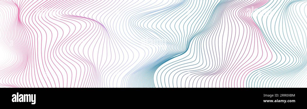 Futuristic refracted dotted lines waves abstract banner design. Blue ...