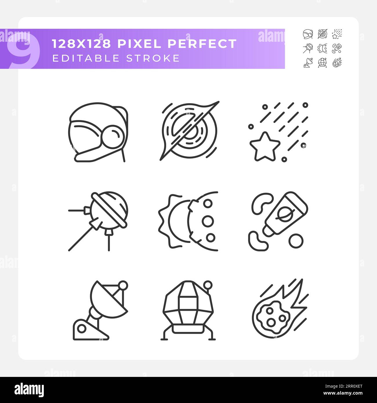 Space station pixel perfect linear icons set Stock Vector Image & Art - Alamy
