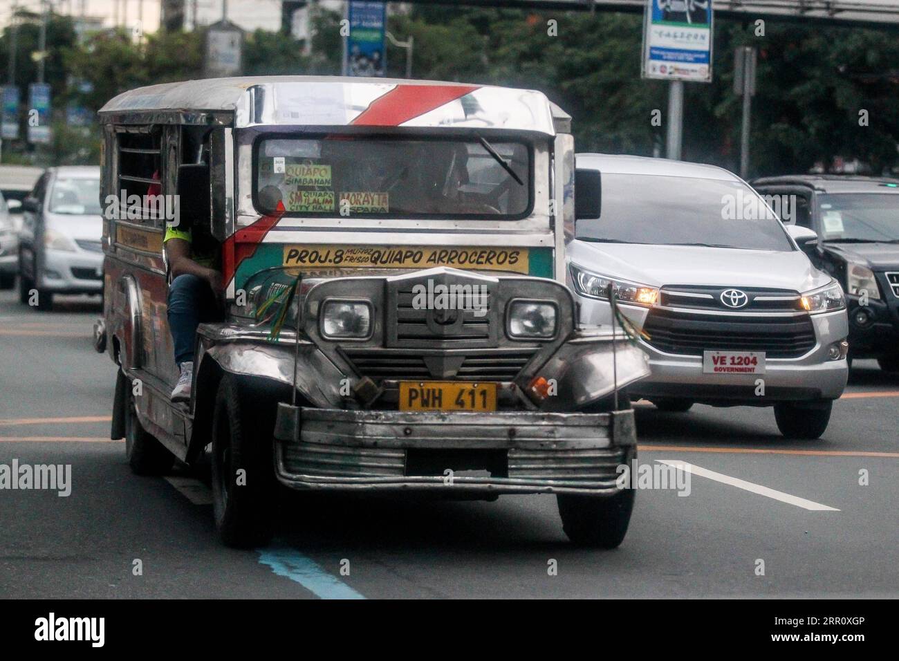 200828 -- MANILA, Aug. 28, 2020 -- A jeepney is seen on a road in ...
