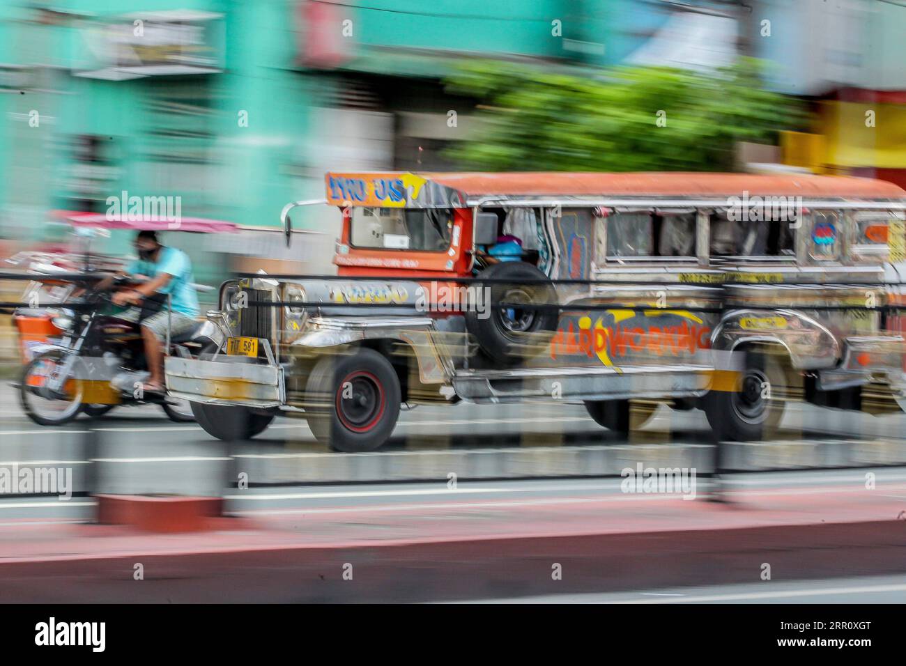200828 -- MANILA, Aug. 28, 2020 -- A jeepney is seen on a road in ...