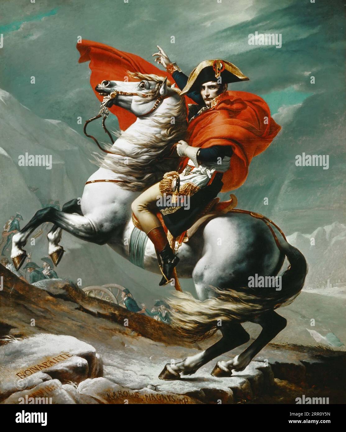 Jacques-Louis David -- Napoleon Crossing the Saint Bernhard Pass Stock ...
