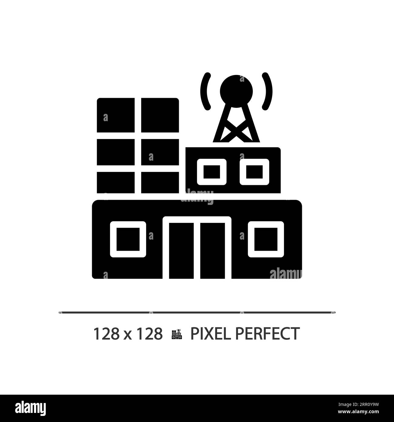 2D glyph style radio station building solid icon Stock Vector Image ...