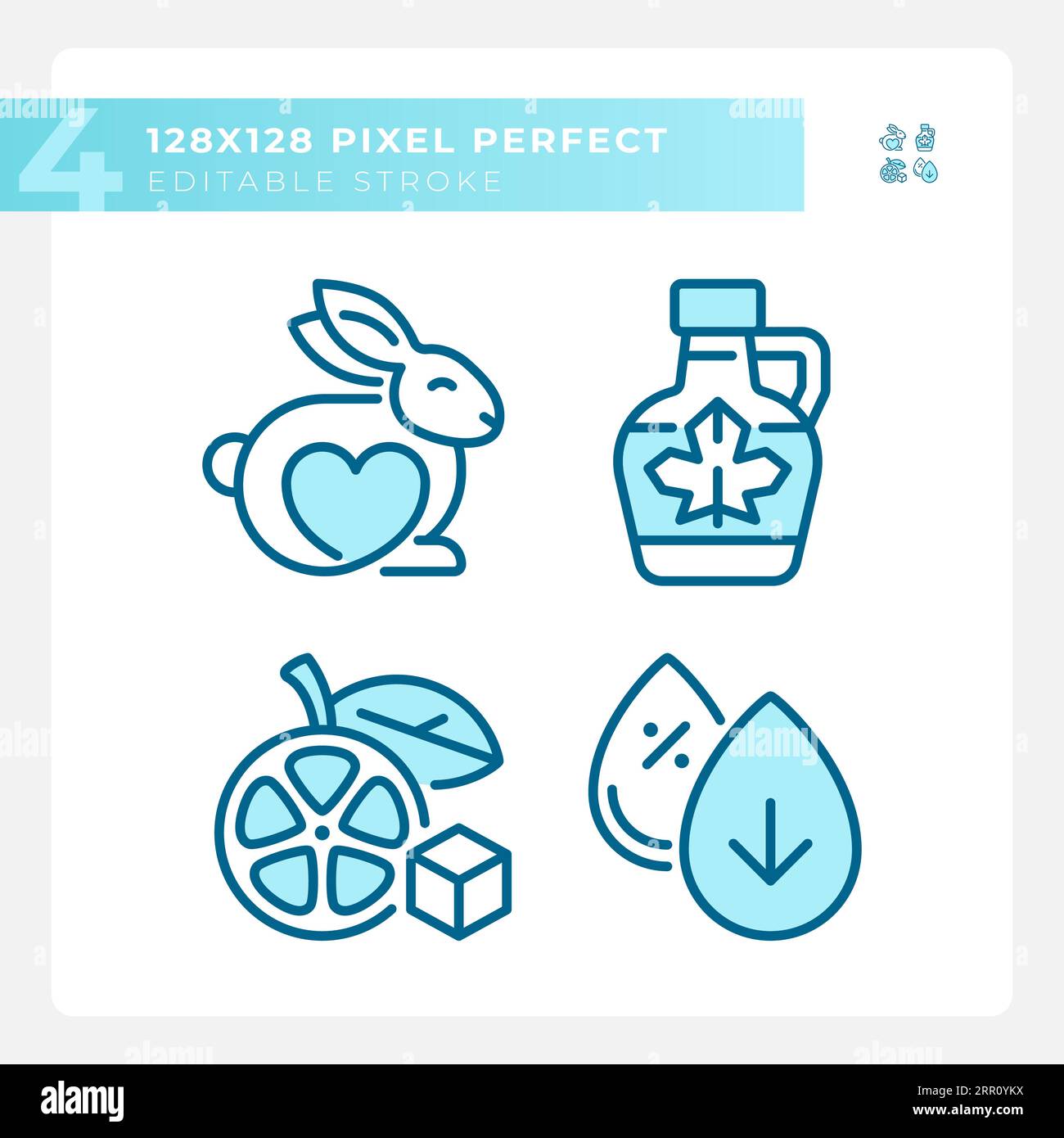 2D pixel perfect blue allergen free line icons set Stock Vector Image ...