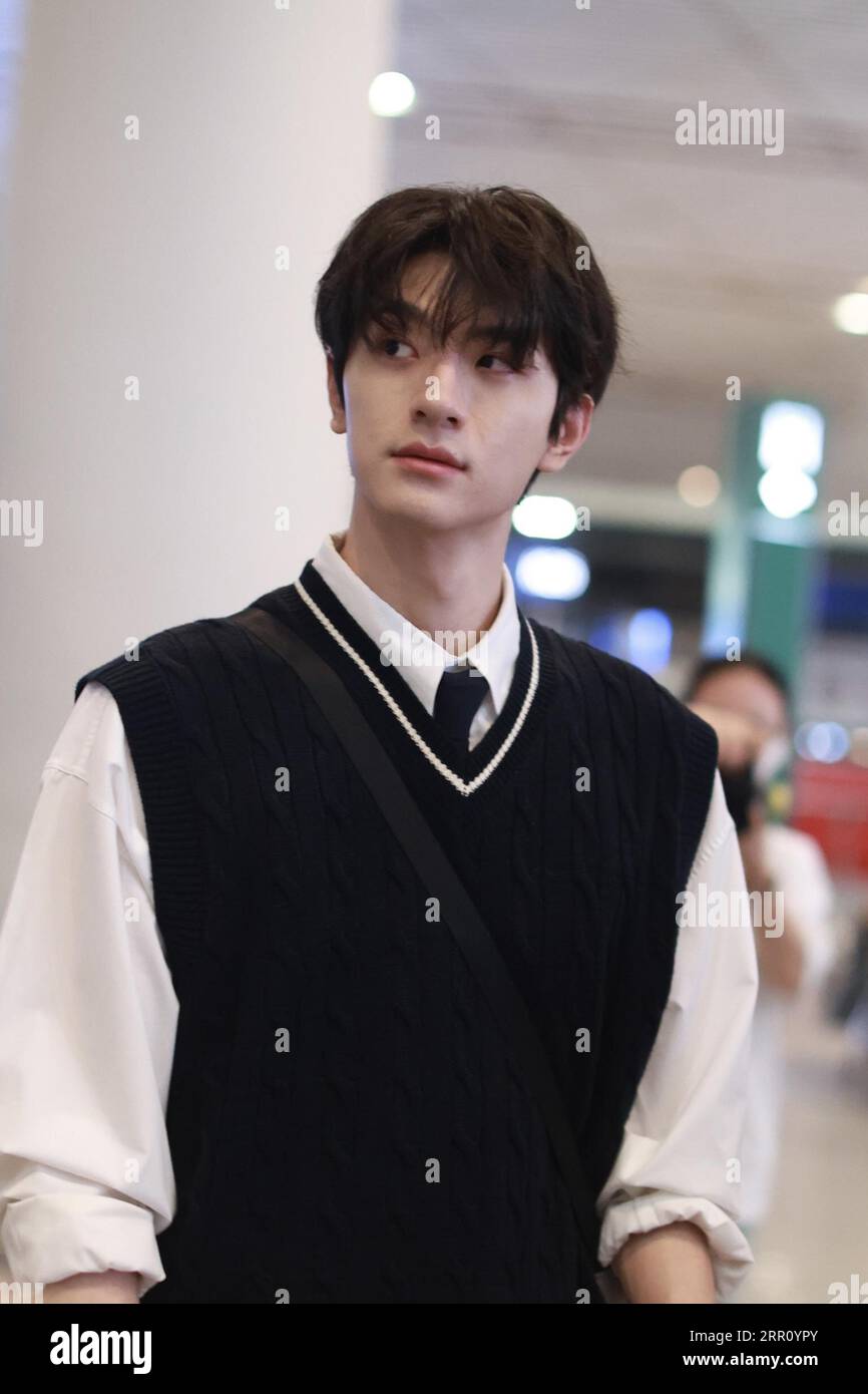 Chinese actor and model Lin Yi appears at the airport in Beijing, China ...