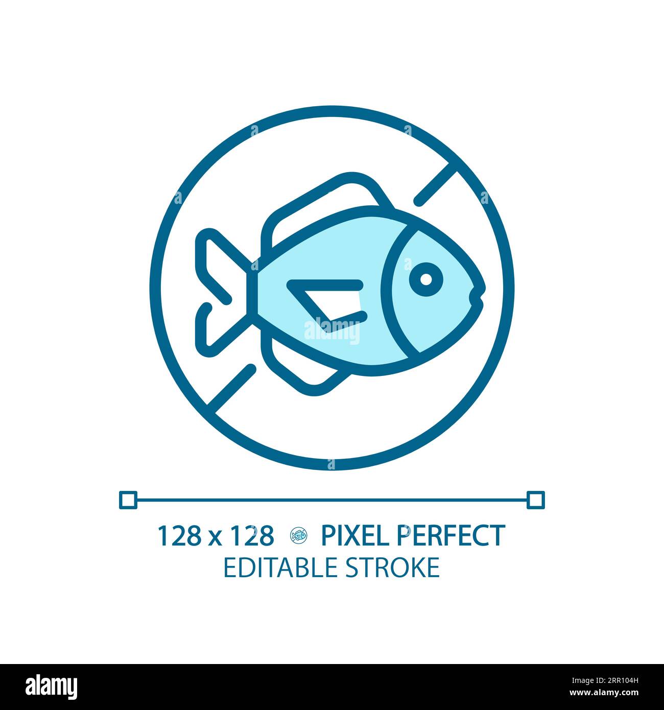 2D customizable thin linear blue fish free icon Stock Vector Image ...