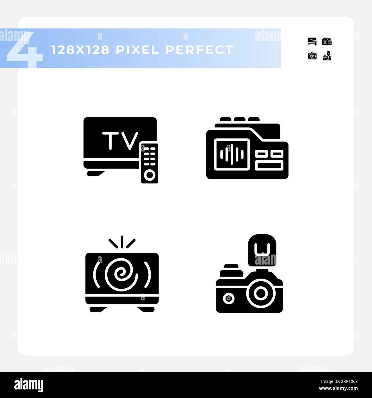 2D pixel perfect pack of glyph style journalism icons Stock Vector ...