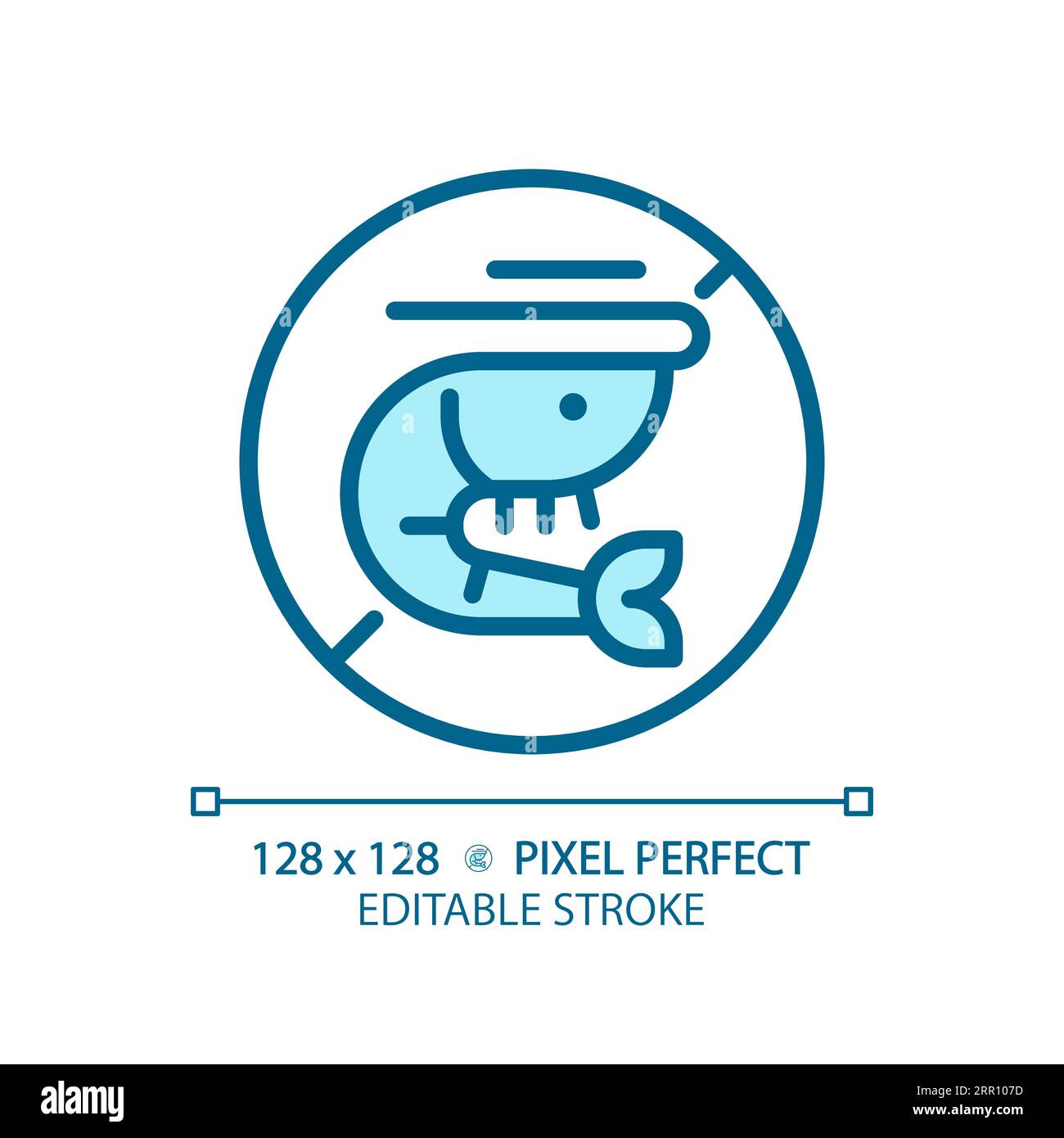 2D customizable thin linear blue shrimp free icon Stock Vector Image ...