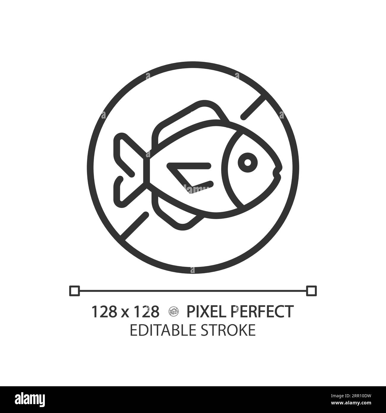 2D customizable thin linear black fish free icon Stock Vector Image ...