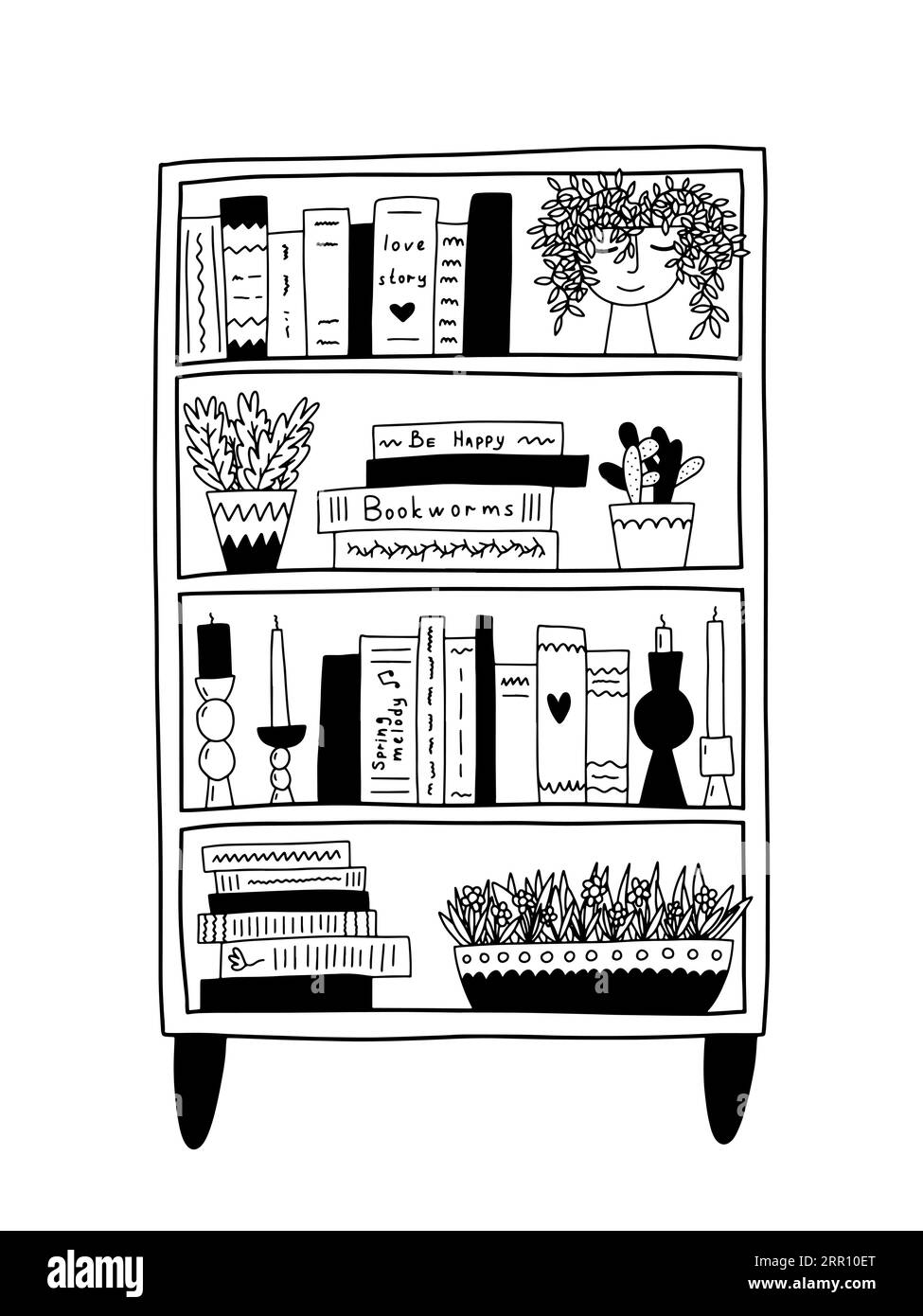 bookshelf hand drawn sketch Stock Vector Image & Art - Alamy