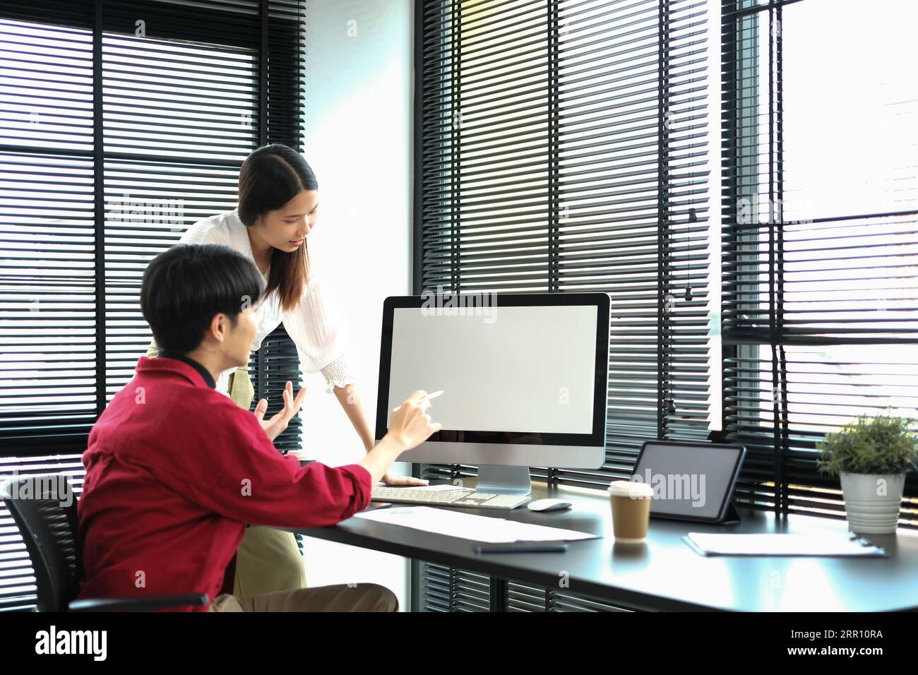Male and female creative designer brainstorming for new interior design ... Male and female creative designer brainstorming for new interior design ...