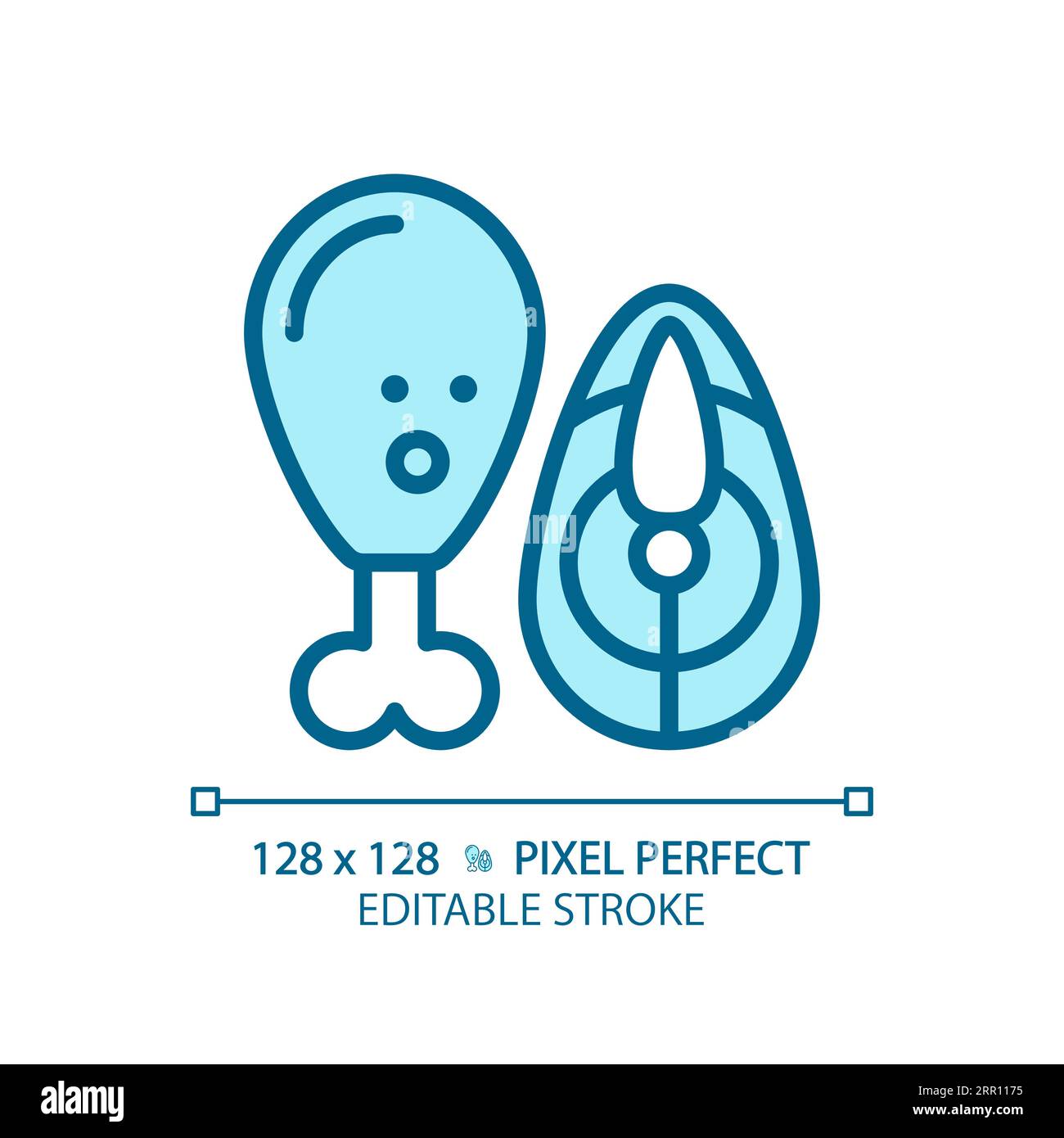 2D customizable thin linear blue meat icon Stock Vector Image & Art - Alamy