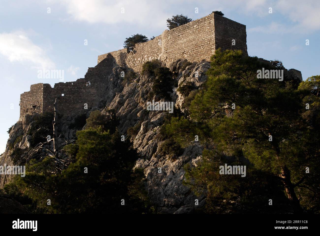 Greece, Rhodes island Monolithos village and Monolithos castle Stock ...