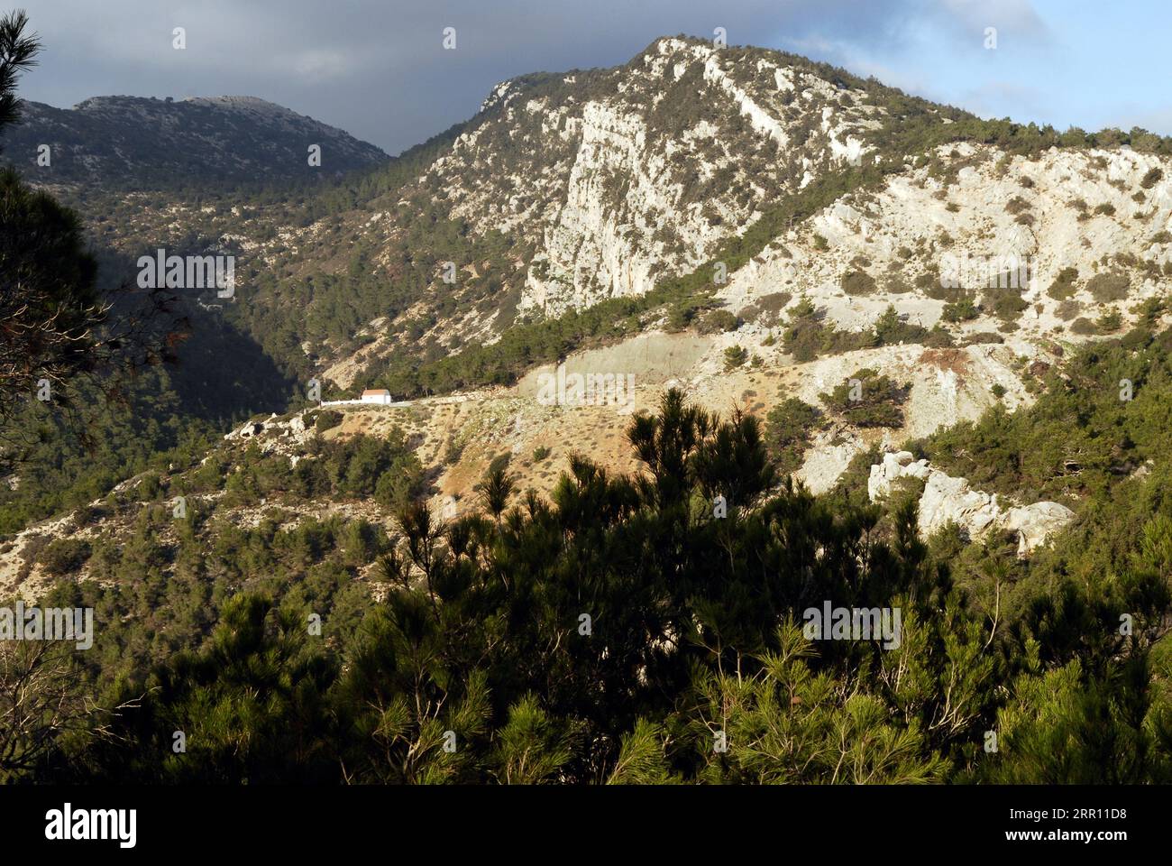 Greece, Rhodes island Monolithos village and Monolithos castle Stock ...