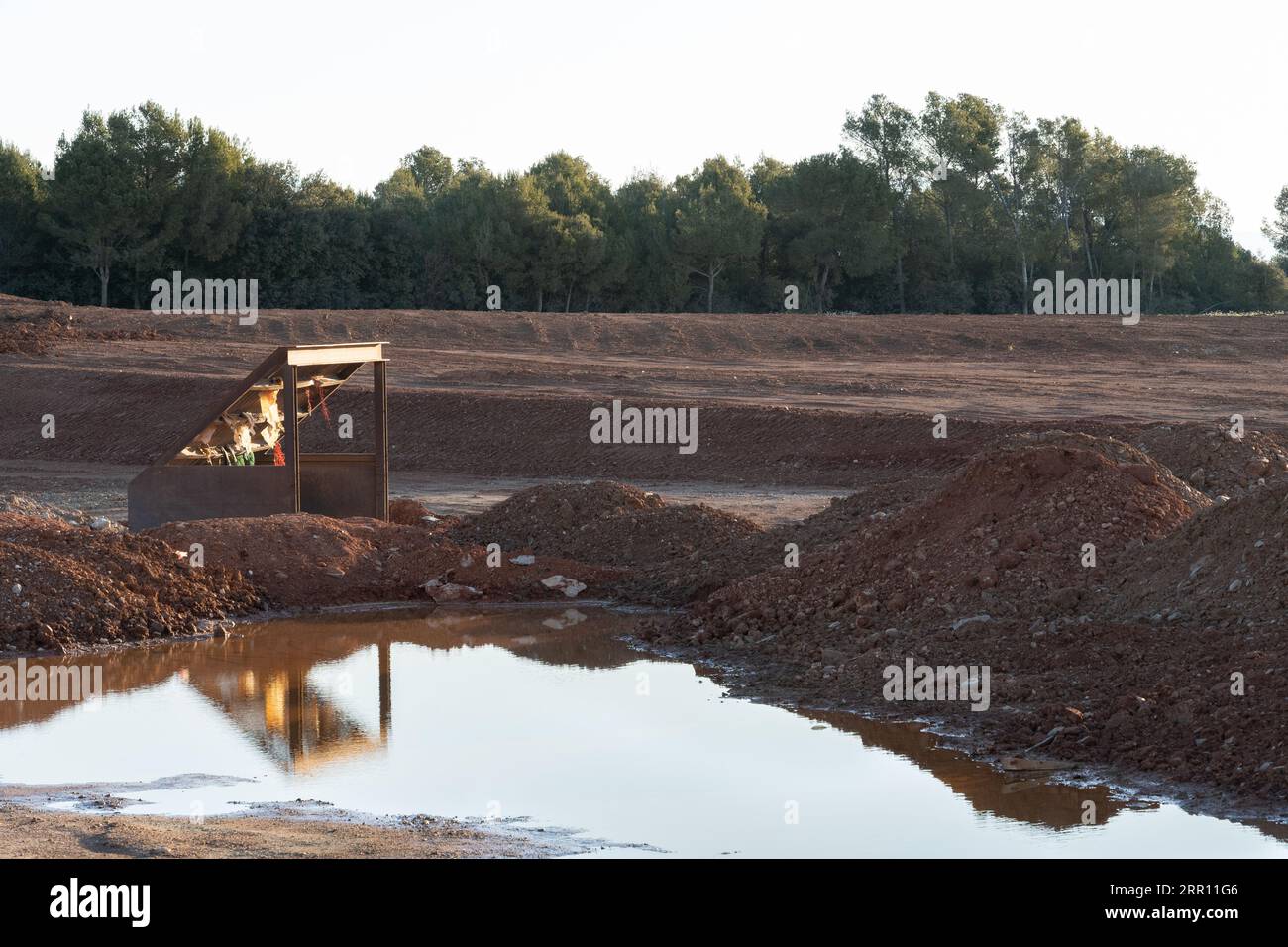A construction site for a future road through an agricultural park ...