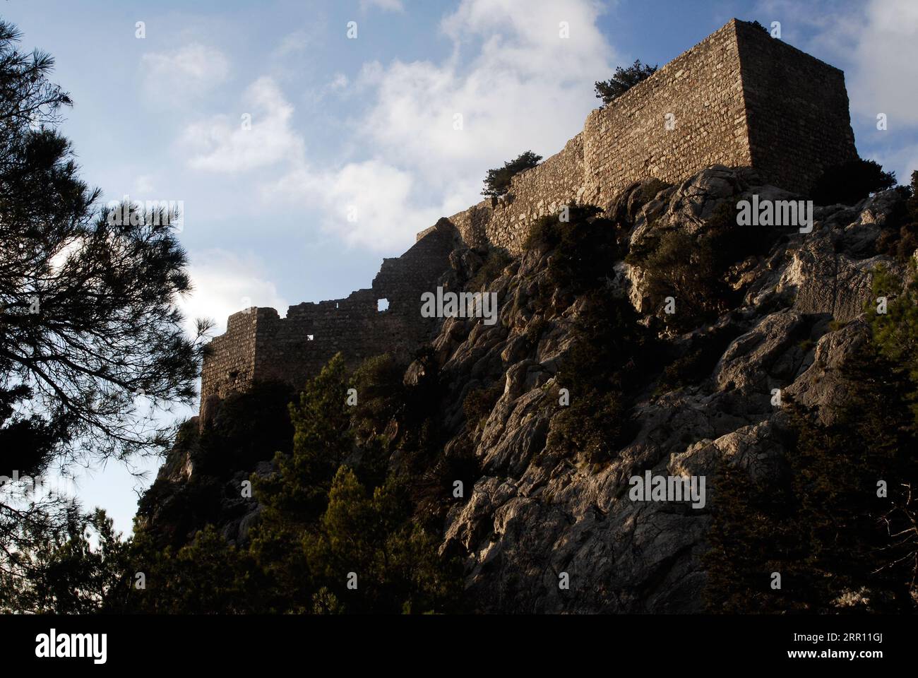 Greece, Rhodes island Monolithos village and Monolithos castle Stock ...