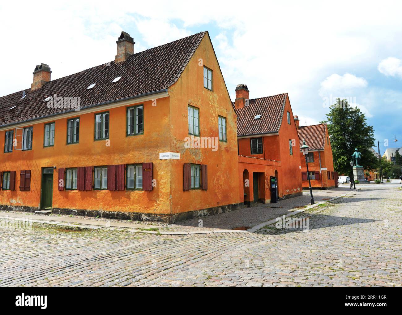 The colorful Nyboder neighborhood in Copenhagen, Denmark Stock Photo ...