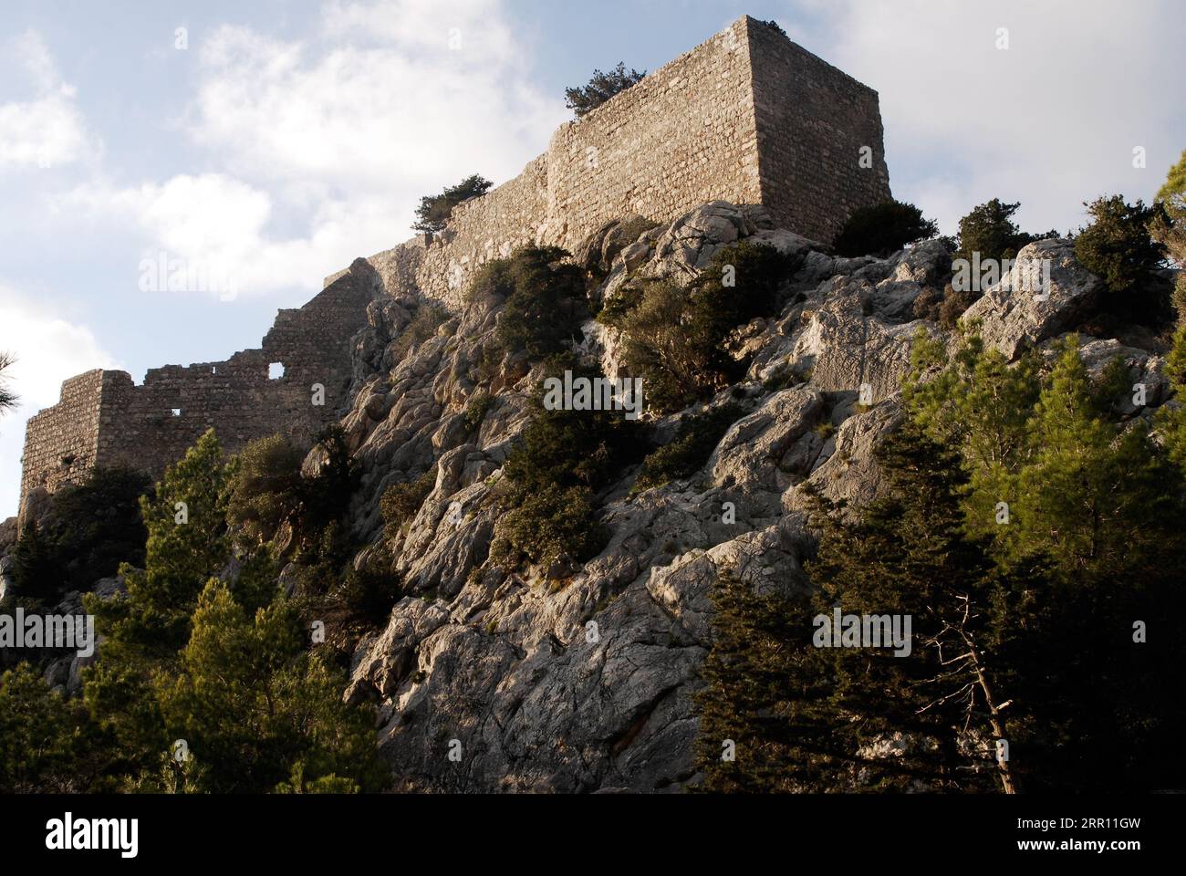 Greece, Rhodes island Monolithos village and Monolithos castle Stock ...