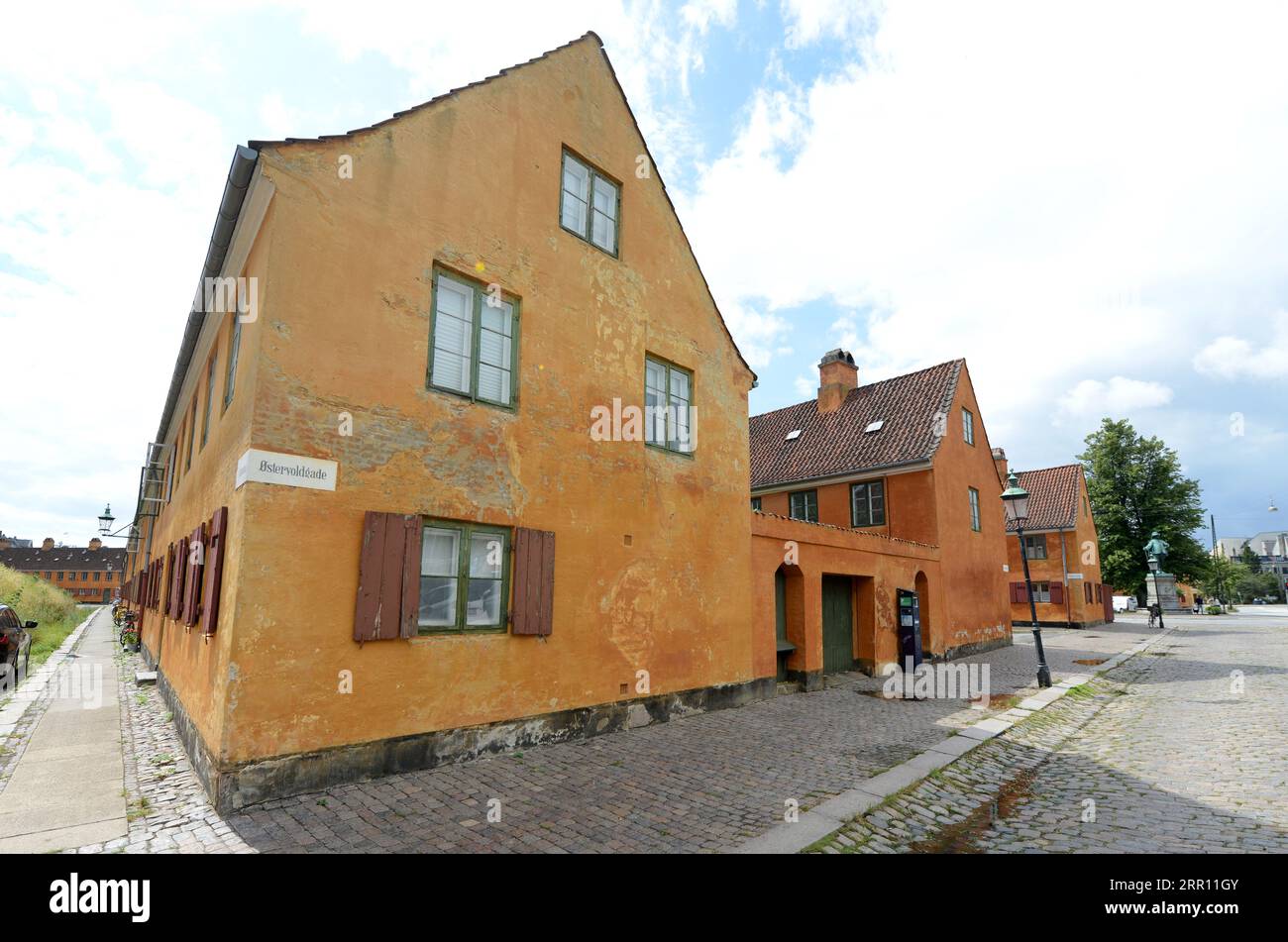 The colorful Nyboder neighborhood in Copenhagen, Denmark Stock Photo ...