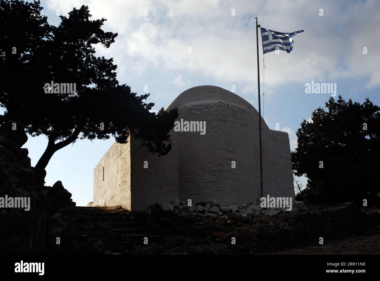 Greece, Rhodes island Monolithos village and Monolithos castle Stock ...