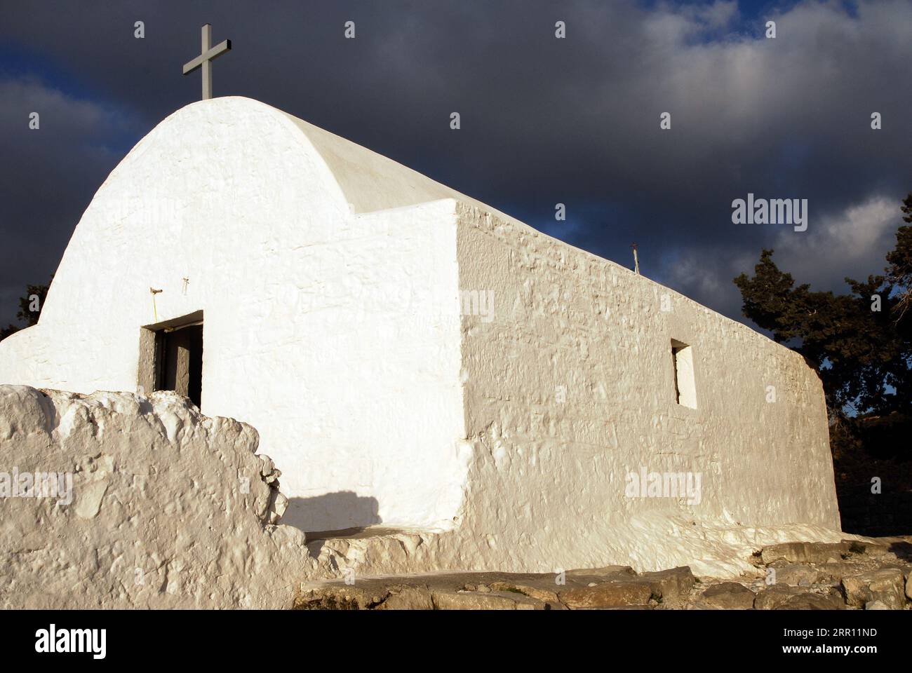 Greece, Rhodes island Monolithos village and Monolithos castle Stock ...