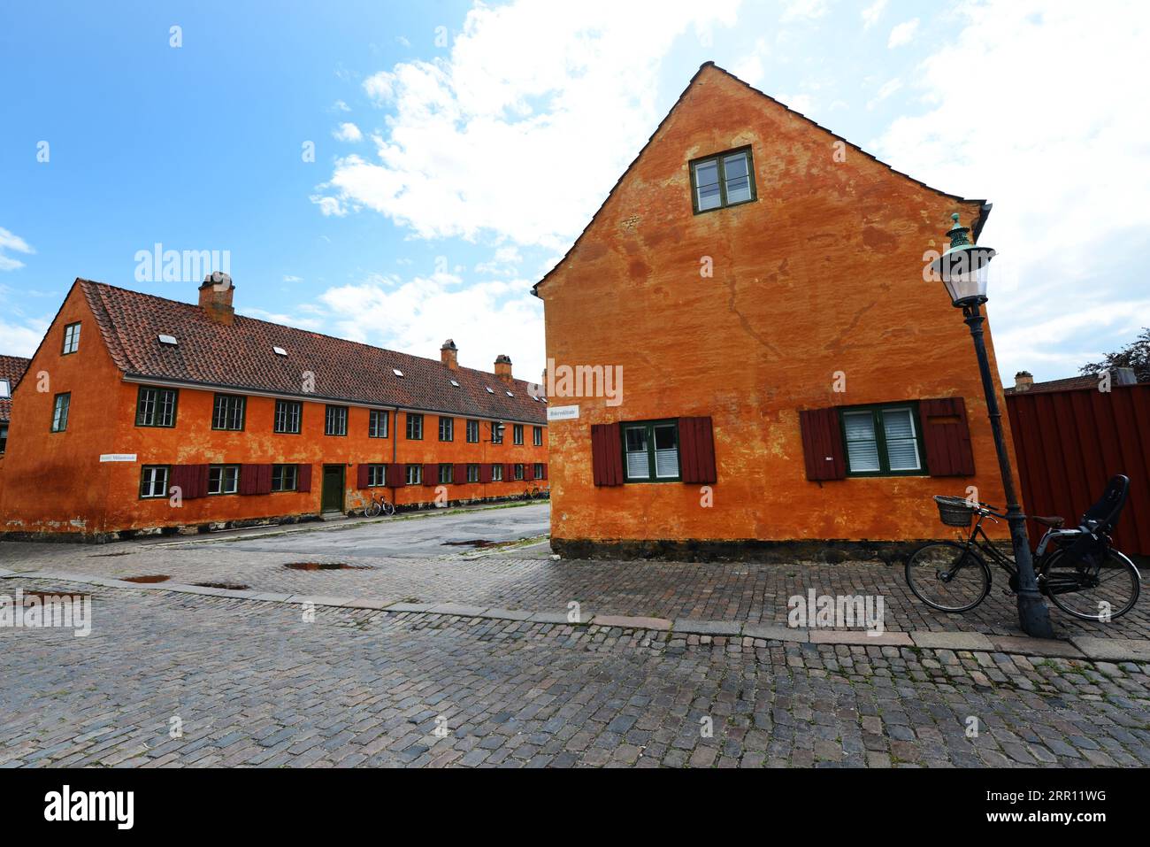 The colorful Nyboder neighborhood in Copenhagen, Denmark Stock Photo ...