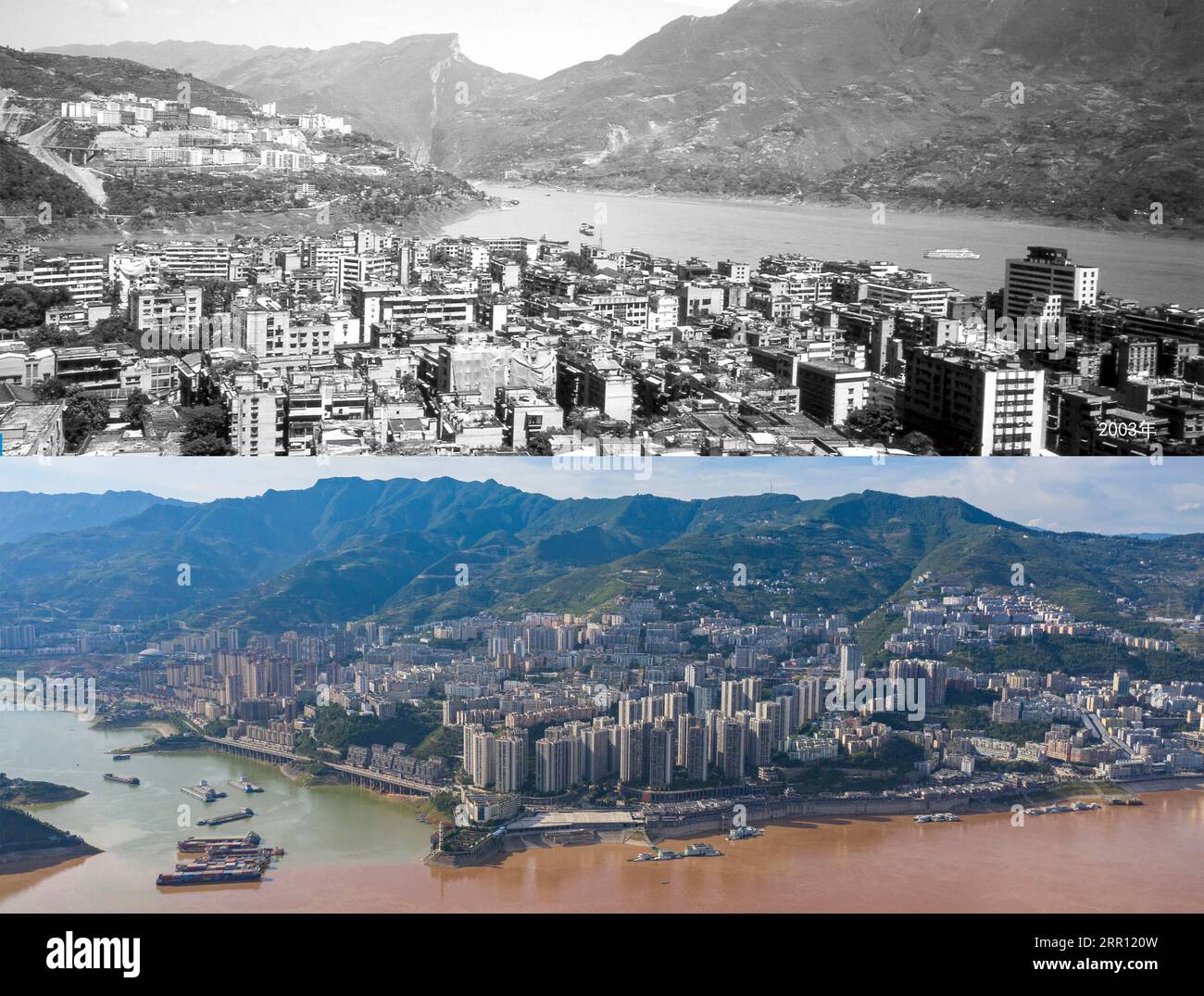 200901 -- CHONGQING, Sept. 1, 2020 -- Combination photo shows Fengjie ...