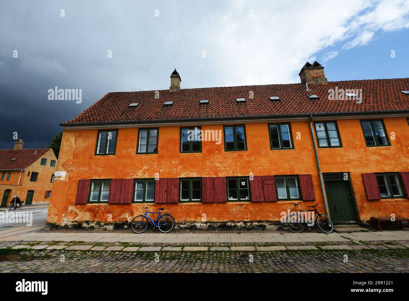 The colorful Nyboder neighborhood in Copenhagen, Denmark Stock Photo ...