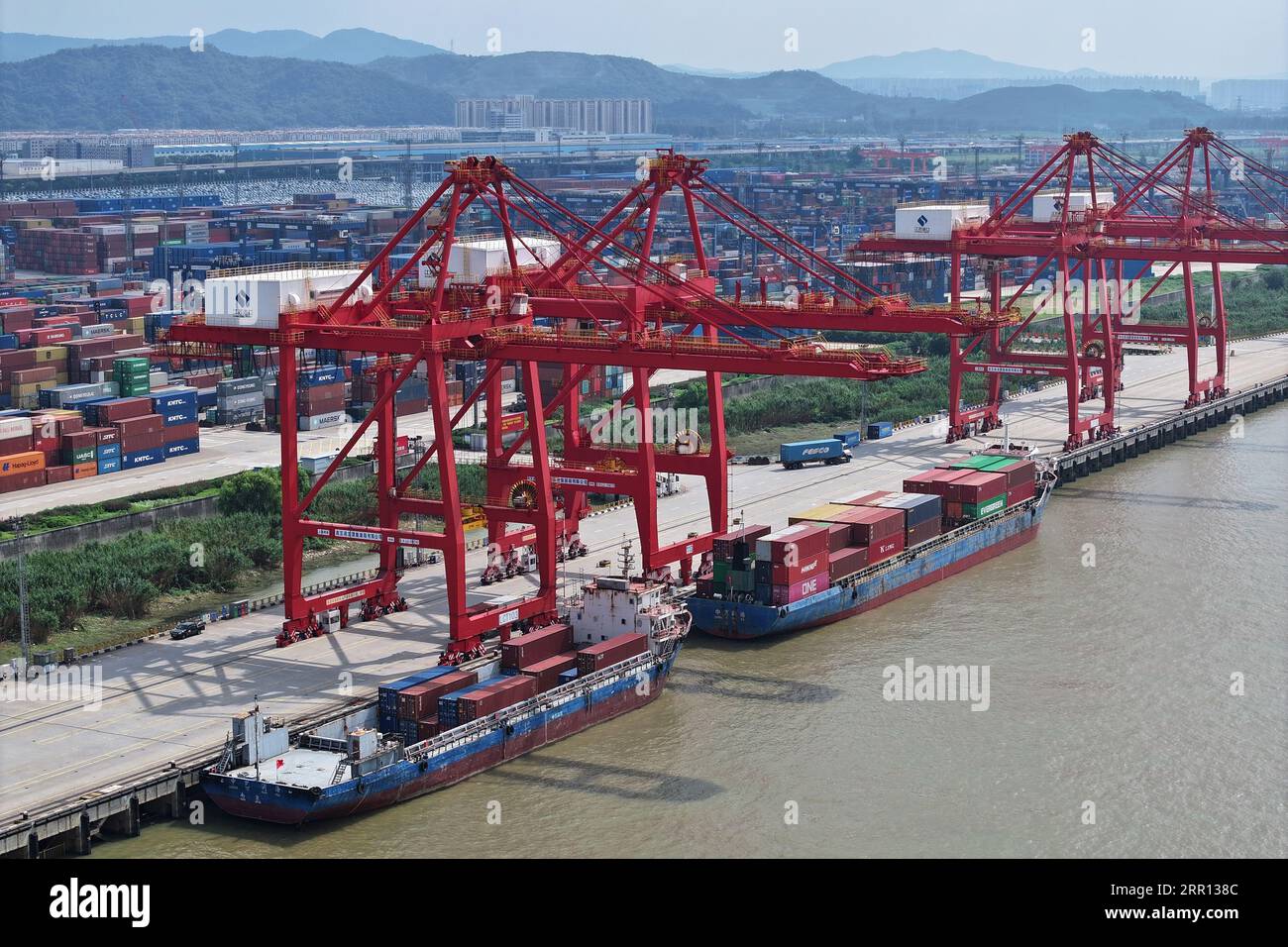 NANJING, CHINA - SEPTEMBER 6, 2023 - Cargo ships dock at the Longtan ...