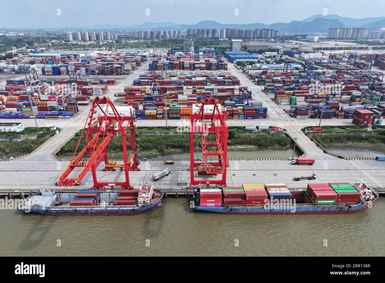 NANJING, CHINA - SEPTEMBER 6, 2023 - Cargo ships dock at the Longtan ...