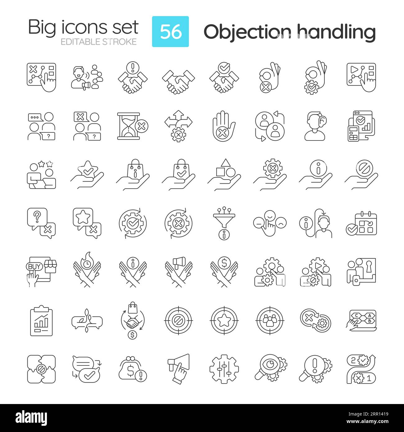 Objection handling linear icons set Stock Vector Image & Art - Alamy