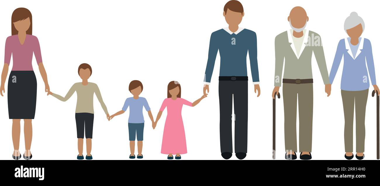 multi-generation family characters mother father children grandma ...