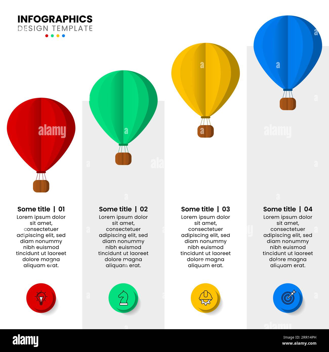Infographic template with icons and 4 options or steps. Hot air ...