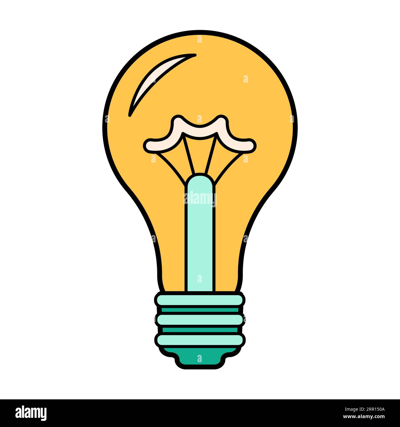 Science school light bulb icon. Physical education laboratory cartoon equipment. Bold bright ...