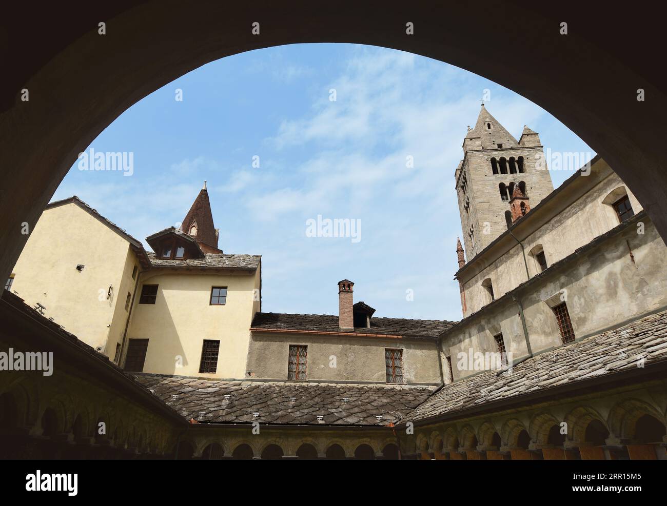 The collegiate church of Santi Pietro e Orso is a Romanesque religious ...