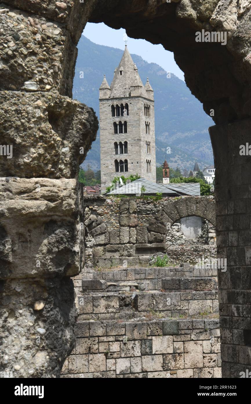 The collegiate church of Santi Pietro e Orso is a Romanesque religious ...