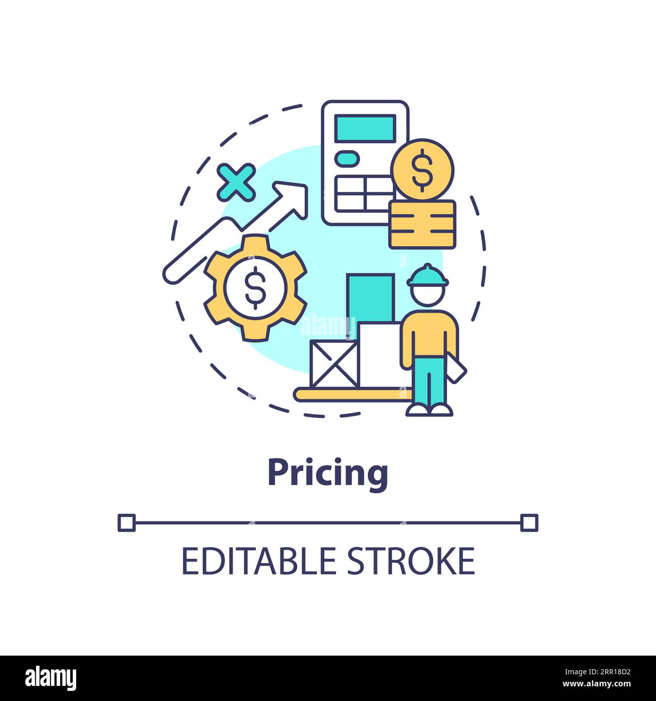 2d Customizable Pricing Thin Linear Icon Concept Stock Vector Image