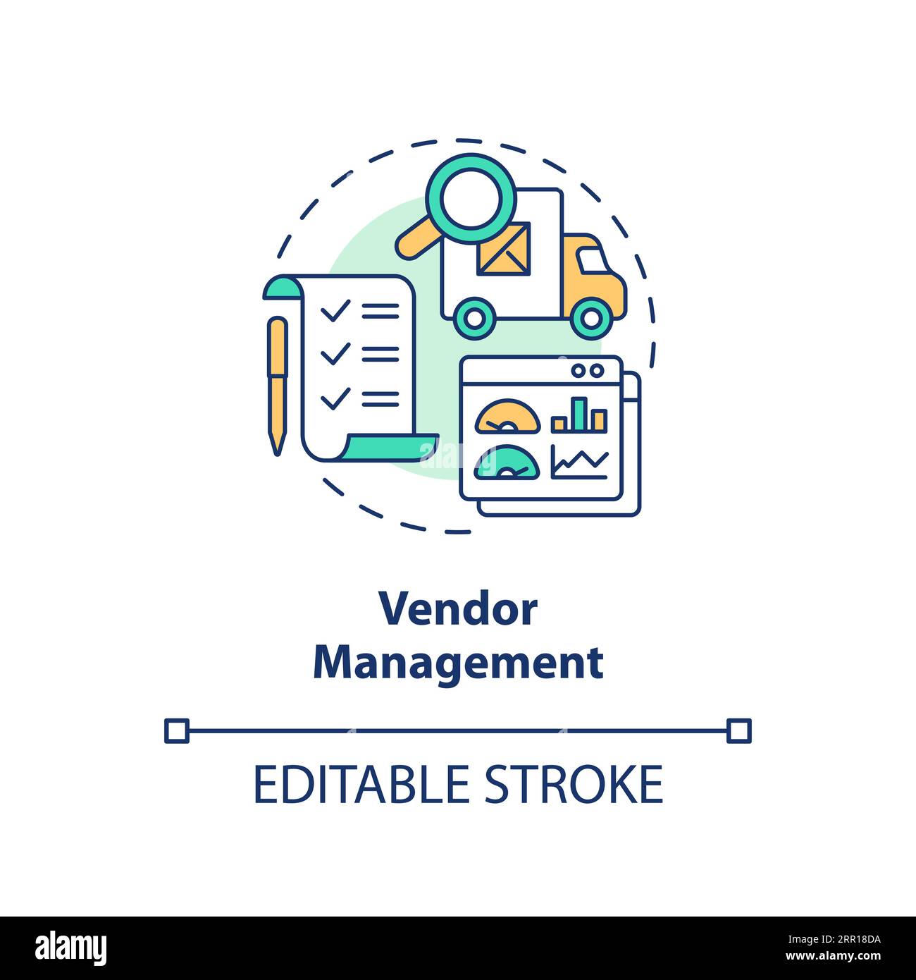 2D customizable vendor management thin linear icon concept Stock Vector ...