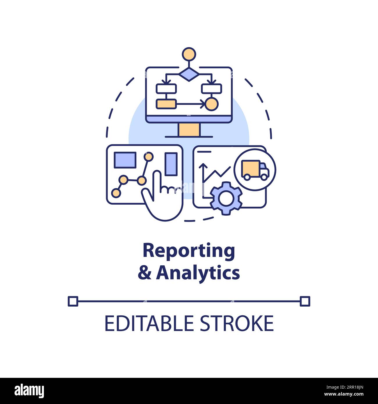 2D reporting and analytics thin linear icon concept Stock Vector Image ...