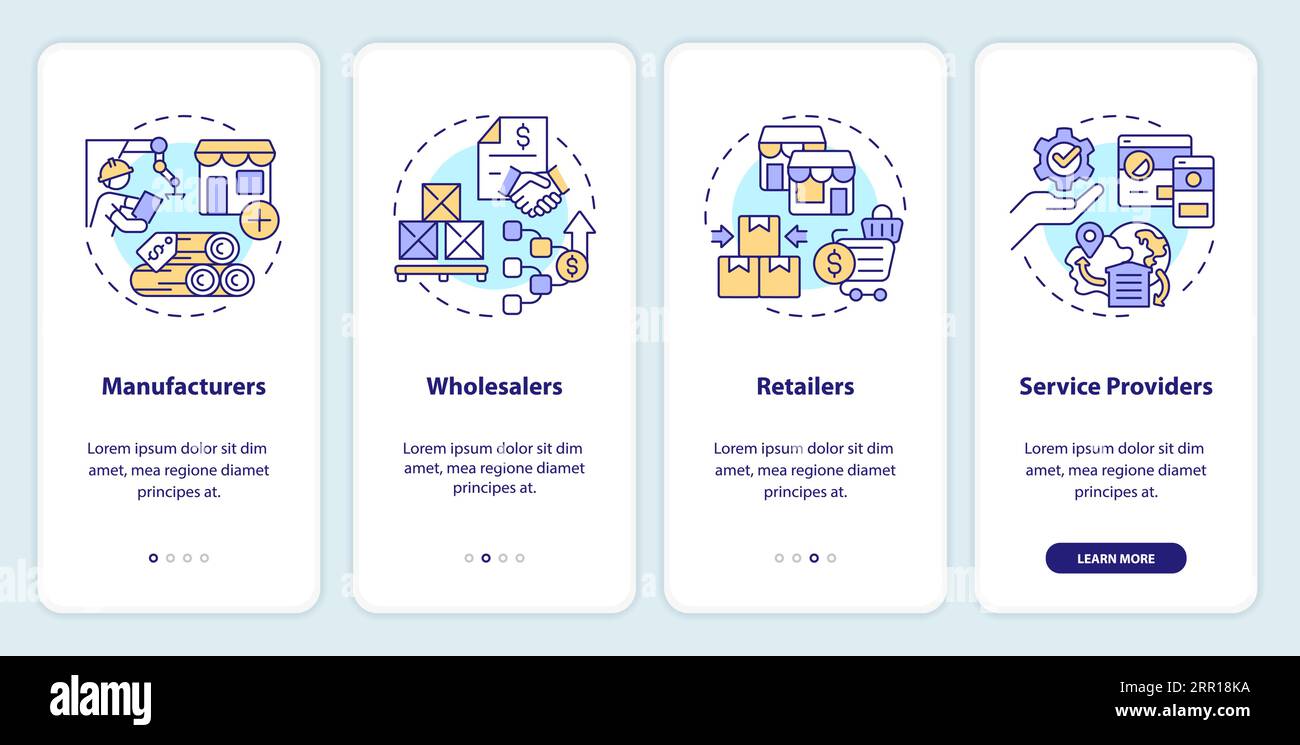 Walkthrough vendor management with linear icons concept Stock Vector ...