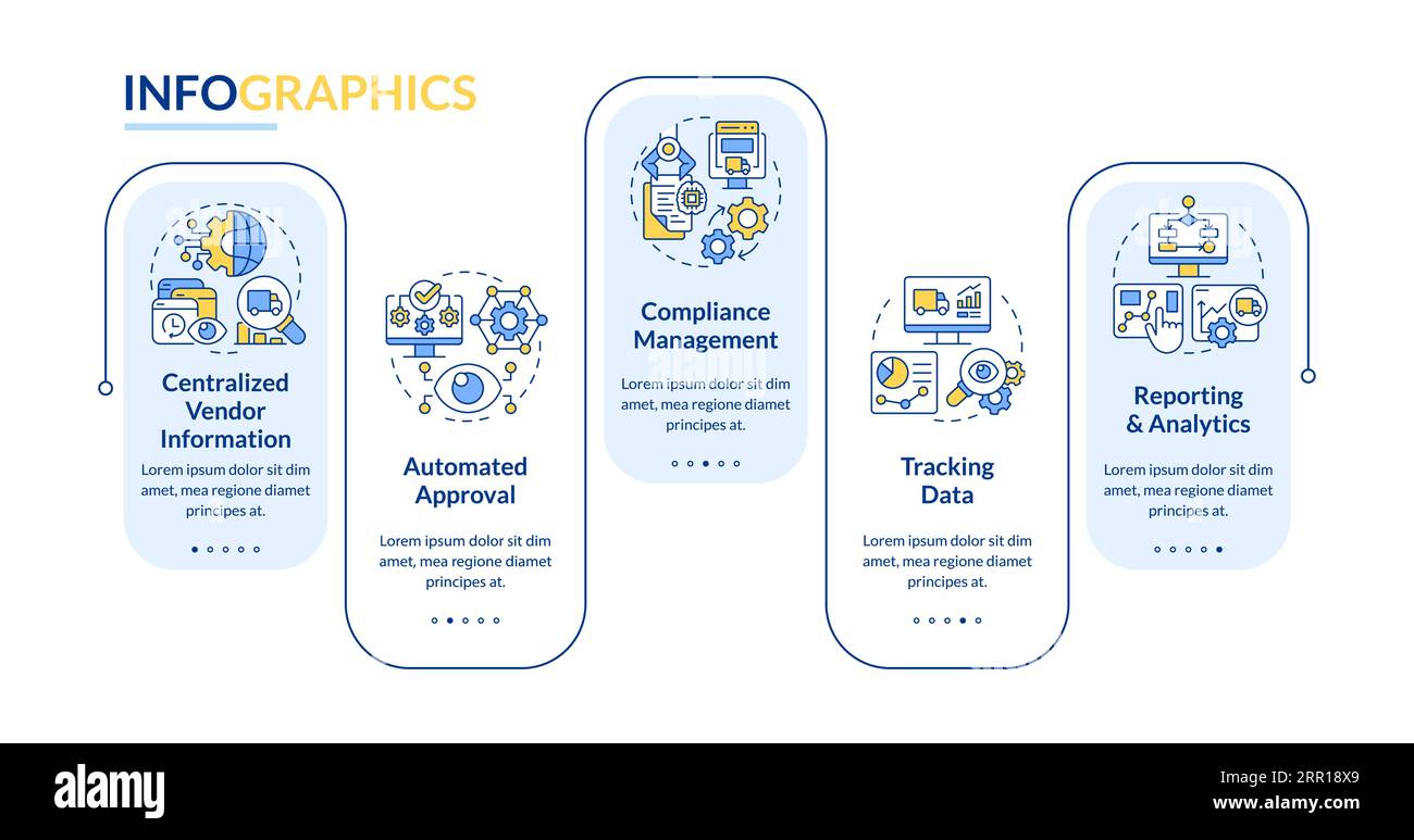 Multicolor vendor management layout with line icons Stock Vector Image ...