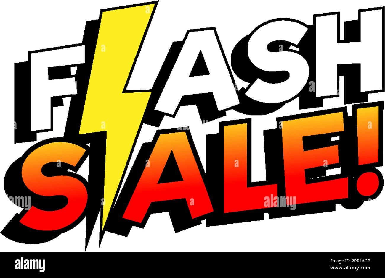 A vector cartoon illustration of a flash sale icon and logo featuring a ...