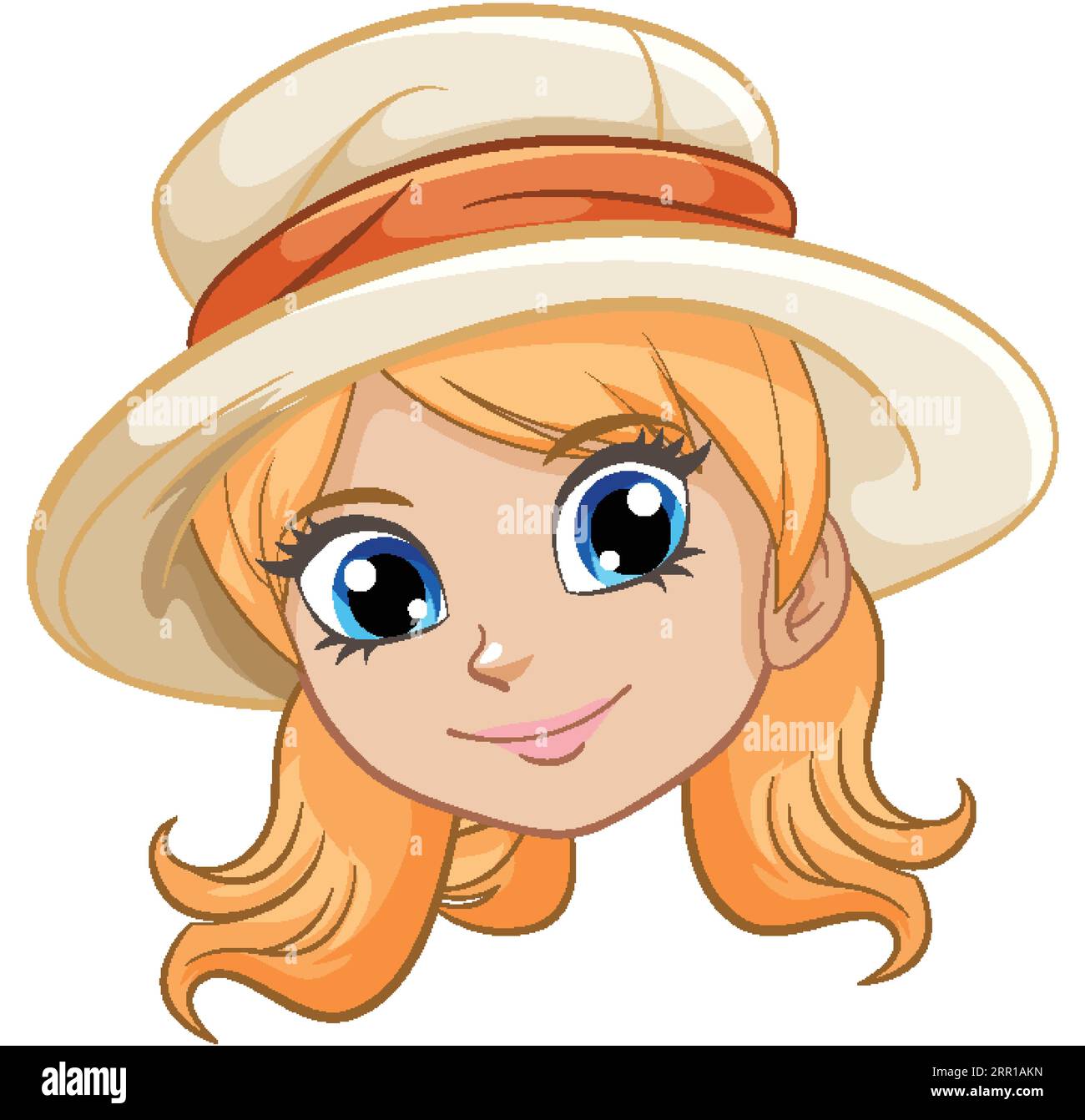 A cheerful cartoon illustration of a woman wearing a hat Stock Vector ...